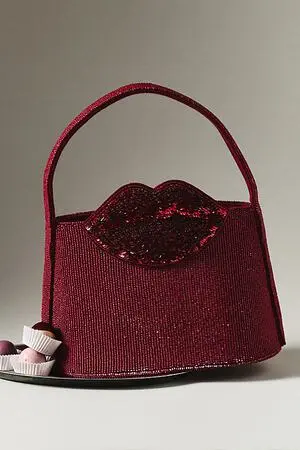 Maeve Beaded Icon Tote Bag - Lips