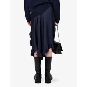 Zadig&Voltaire Asymmetric-hem Satin Midi Skirt - Encre