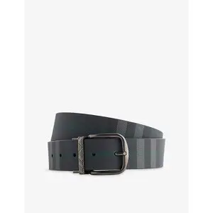 Burberry Reversible Checked Leather Belt - Black/charcoal