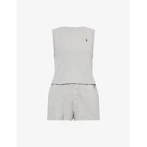 Polo Ralph Lauren Pointelle Tank And Boxer Short Cotton-jersey Pyjama Set - Heather Grey