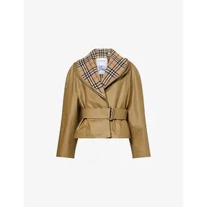 Burberry Cotton Belted Jacket With Shawl Lapel