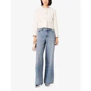 Maje Pearl-trim Tweed Jacket - Ecru