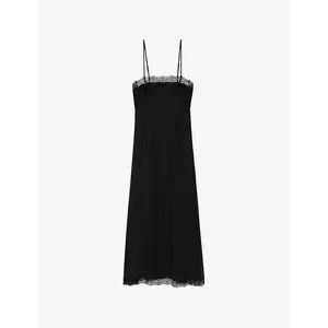 Zadig&Voltaire Ridar Lace-embroidered Silk Midi Dress - Black