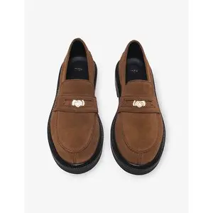 Maje Medallion-embellished Suede Loafers