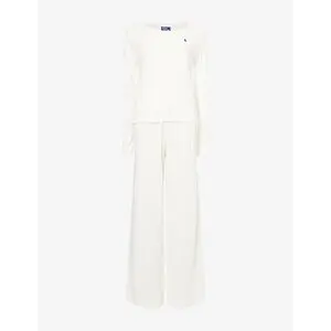 Polo Ralph Lauren Pointelle Wide-leg Cotton-jersey Pyjama Set - Egret