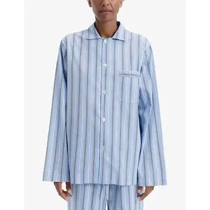 TEKLA Striped Cotton-poplin Pyjama Shirt - Stave Stripes