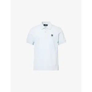 Belstaff Regular-fit Logo-patch Cotton Polo Shirt - Sky Blue