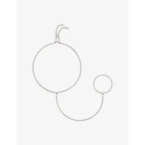 PHORIA Stellar Sterling Silver And Topaz Hand Chain - Silver/white