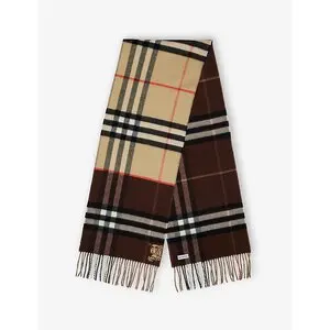 Burberry Contrast Check Cashmere Scarf - Sand/treacle Brown