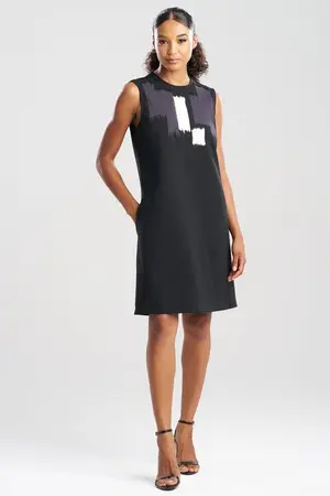 Natori Embellished Knit Crepe Shift Dress