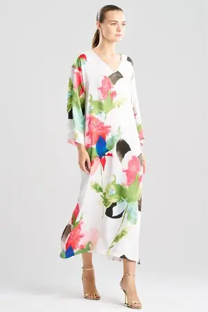 Natori Calypso Printed Charmeuse Caftan