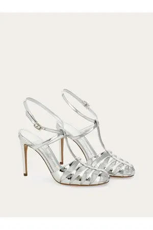 FERRAGAMO Cage Stiletto Sandal - Silver