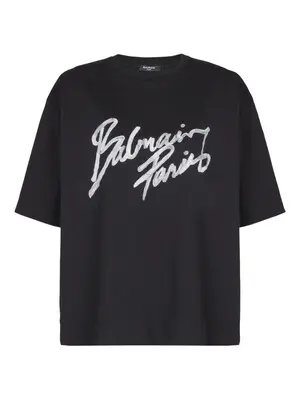 Balmain Logo Cotton T-shirt - Black