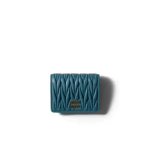 Miu Miu Small Matelassé Nappa Leather Wallet - Marina Blue