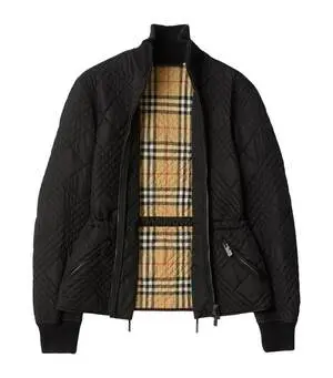 Burberry Micro-stitch Wakerley Quilted Jacket - Black