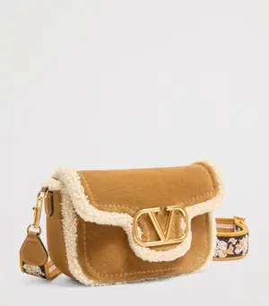 Valentino Garavani Suede Shoulder Bag With Gold-tone Hardware