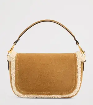 Valentino Garavani Suede Shoulder Bag With Gold-tone Hardware
