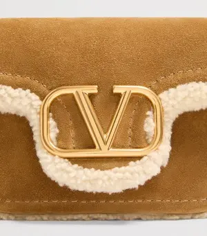 Valentino Garavani Suede Shoulder Bag With Gold-tone Hardware