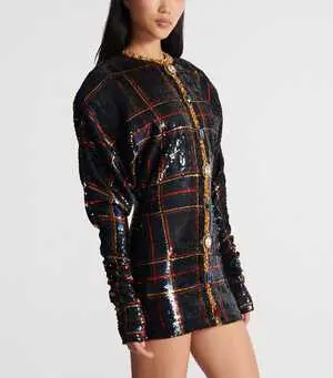 Balmain Embellished Check Mini Dress