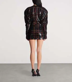 Balmain Embellished Check Mini Dress
