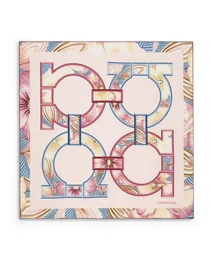 FERRAGAMO Gancini Print Square Silk Scarf