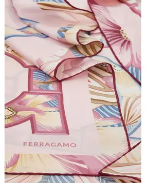 FERRAGAMO Gancini Print Square Silk Scarf