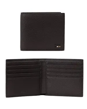 BOSS Leather Crosstown Wallet - Navy