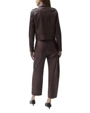 PISTOLA Eli High-rise Faux Leather Crop Jeans