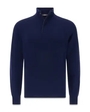 Boggi Milano Half-zip Cashmere Wool Sweater - Navy Blue