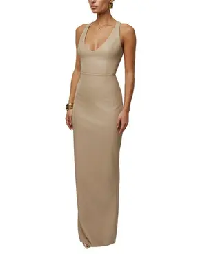 JLUXLABEL Ace Pu Leather Maxi Skirt - Beige