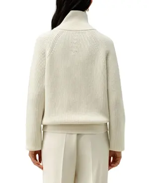 Lilysilk Ribbed-knit Turtleneck Zip Cardigan