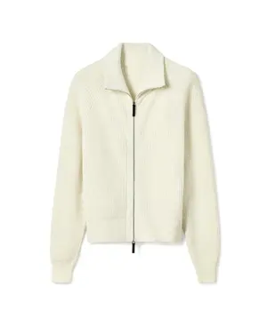 Lilysilk Ribbed-knit Turtleneck Zip Cardigan
