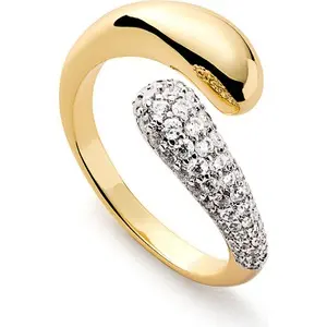 ANA LUISA Toby Cubic Zirconia Pavé Bypass Ring - Gold/clear