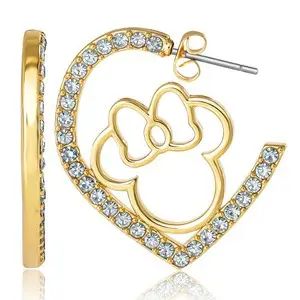 Disney Minnie Mouse Heart Earrings - Gold Tone