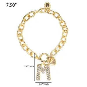 Juicy Couture Pavé Initial Charm Bracelet - Letter M