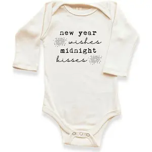 TENTH & PINE Organic Baby Bodysuit Long Sleeve - Natural Black Lettering