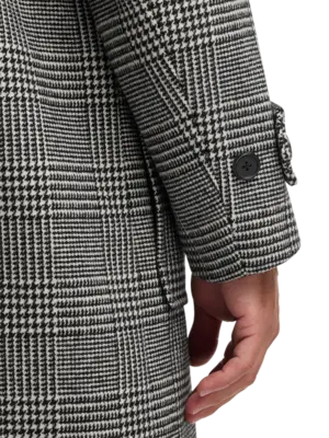 PAUL FREDRICK Wool Blend Plaid Double Breasted Topcoat