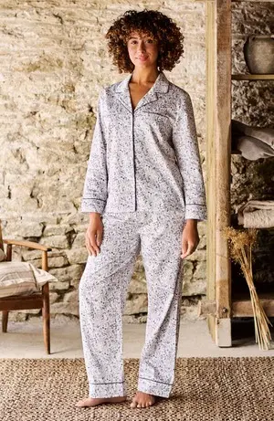 CHRISTY Ditsy Gingham Cotton Percale Floral Pajamas