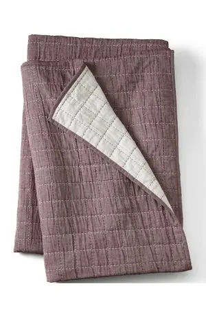 LANDS' END Essential Cotton Windowpane Reversible Bed Blanket - Royal Burgundy