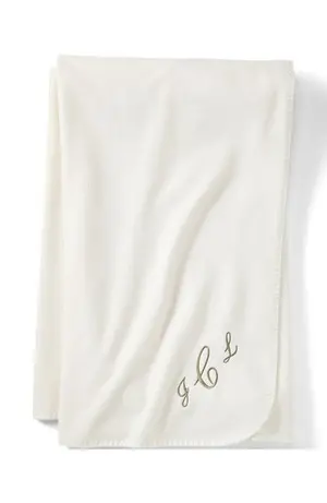 LANDS' END Cozy Plush Fleece Throw Blanket - Ivory