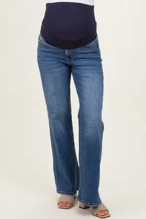 PINKBLUSH Wide Leg Maternity Jeans - Blue