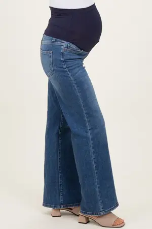 PINKBLUSH Wide Leg Maternity Jeans - Blue