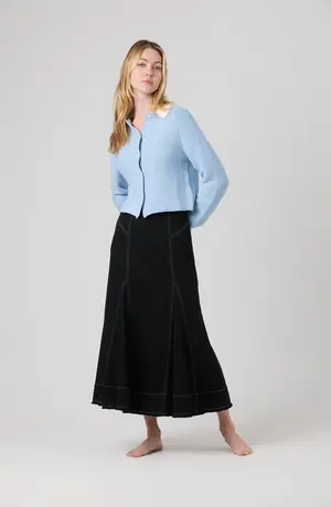 BY TESS COLLECTION Jade Stretch Denim Midi Skirt