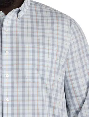 OAK HILL BY DXL Big & Tall Large Plaid Tech Sport Shirt - Blue