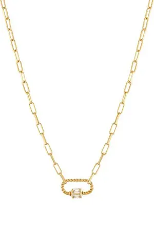 ATHRA LUXE Baguette Rope Link Pendant Necklace - Gold