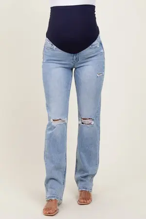 PINKBLUSH Distressed Ripped Knee Maternity Jeans