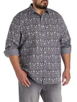 SYNRGY BY DXL Big & Tall Floral Sport Shirt - Black Multi