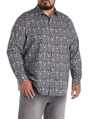 SYNRGY BY DXL Big & Tall Floral Sport Shirt - Black Multi