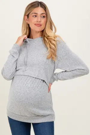 PINKBLUSH Maternity Nursing Hoodie - Heather Grey