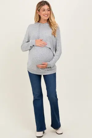 PINKBLUSH Maternity Nursing Hoodie - Heather Grey